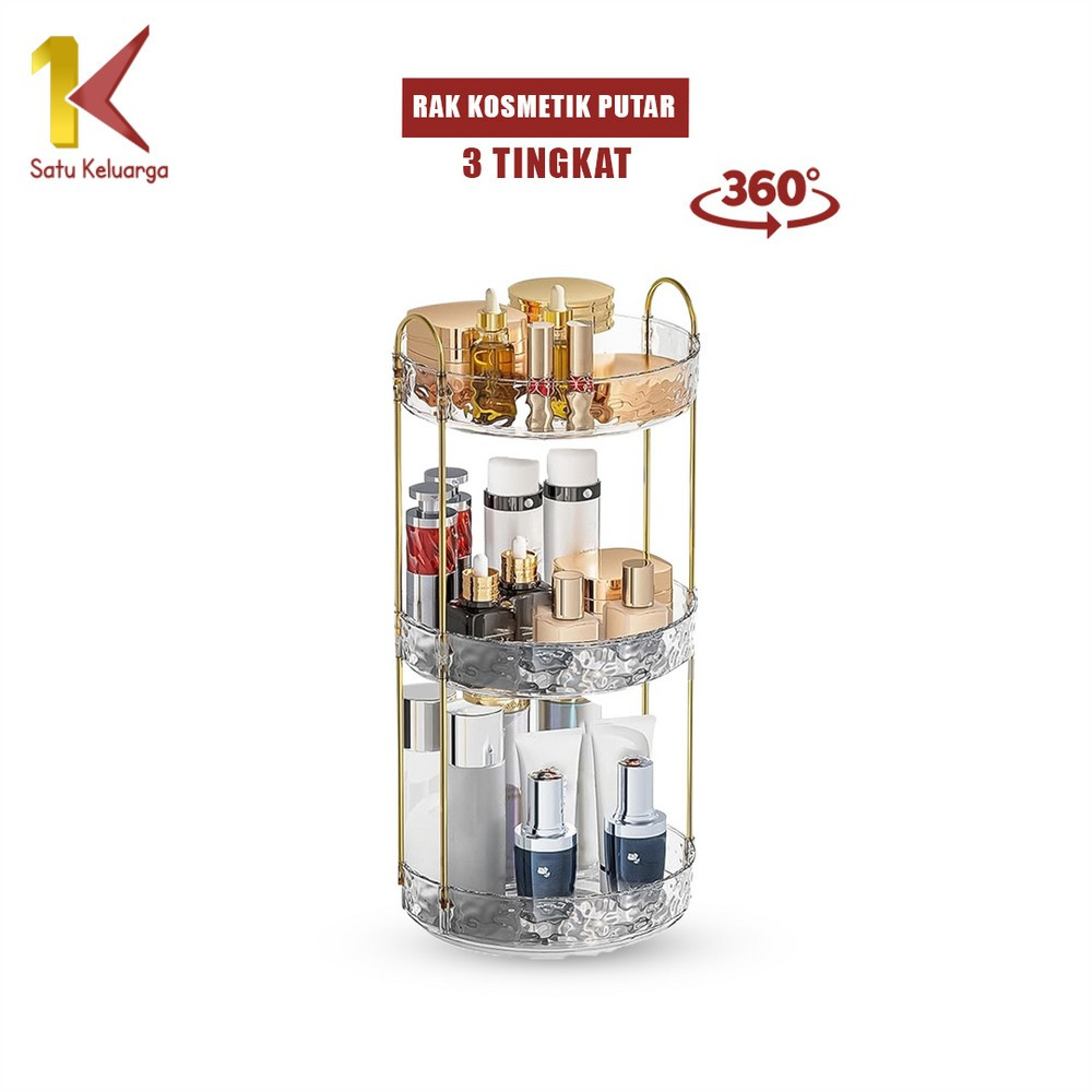 Jual Satu Keluarga Rak Kosmetik Putar 360 Derajat 3 Tingkat K173 Rak ...