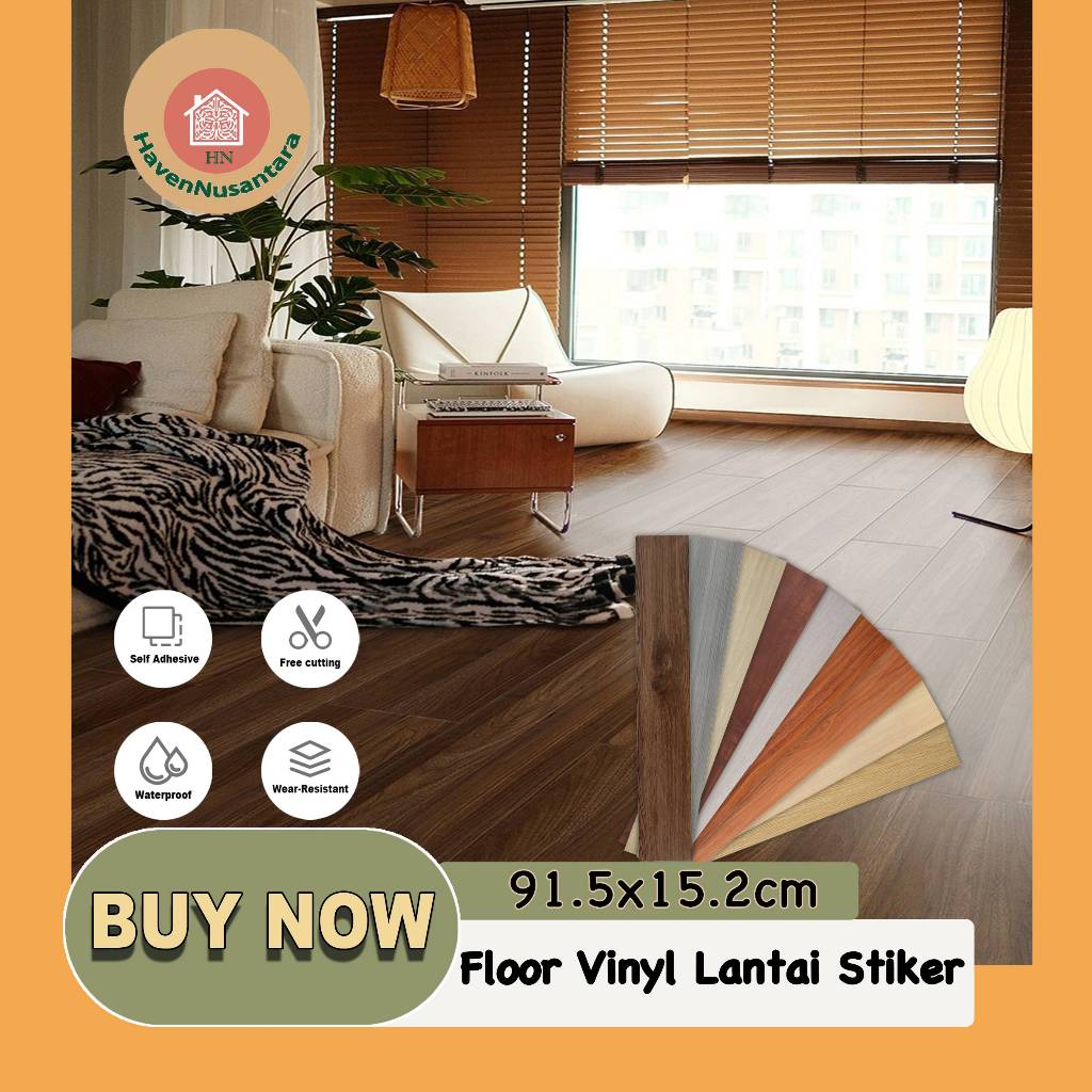 Jual HavenNusantara - Sticker Lantai Vinyl Motif Kayu Self-Adhesive 91.5x15.2cm - Tahan Rayap ...