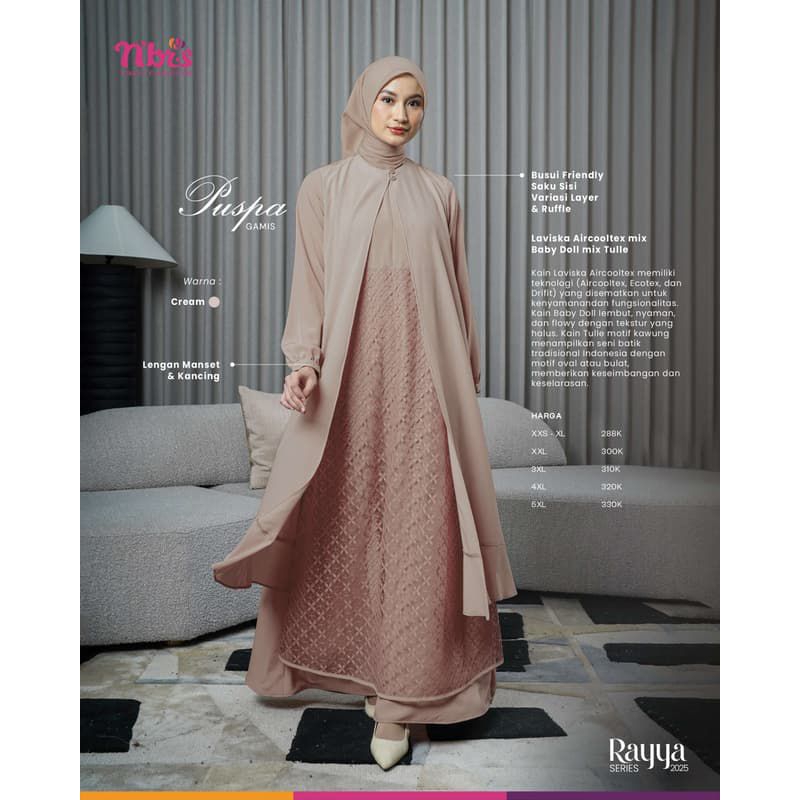 Jual Nibras Raya Series 2025 PUSPA CREAM Bahan Bahan Dobby Cotton ...