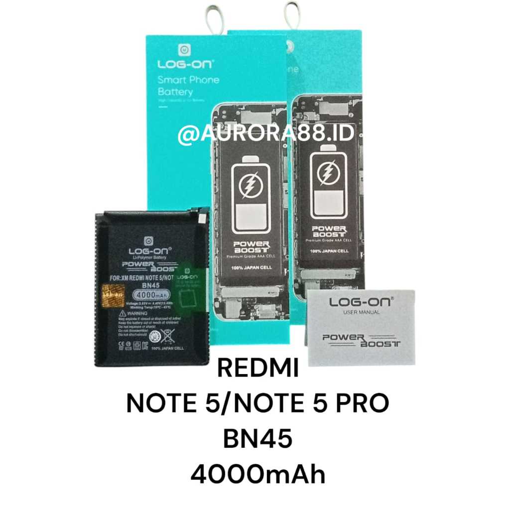 Jual LOG ON BATERAI XIAOMI BN-45/REDMI NOTE 5/NOTE 5 PRO/BN45 4000 mAh POWER BOOST DOUBLE ...