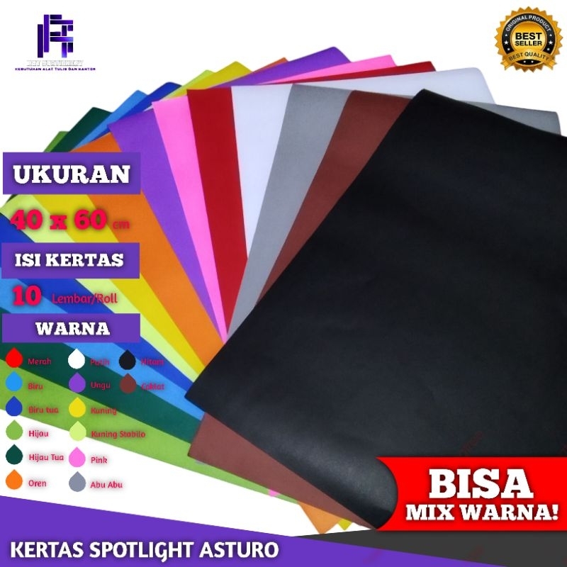 Jual Kertas Spotlight Asturo/Karton Asturo Warna 1 Roll ( Isi 10 Lembar ...