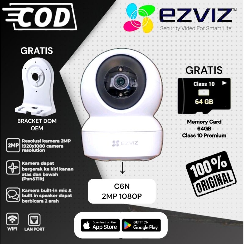 Jual Ezviz C6N 2MP Smart Wifi Pan Tilt IP Camera Cctv indoor 1080P ...