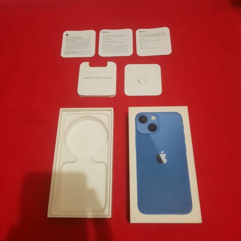 Jual dus box iphone 13 mini blue original copotan ibox lengkap manual book | Shopee Indonesia