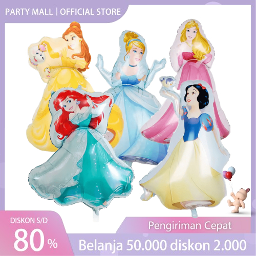 Jual Balon Karakter Princess Disney Cinderella Belle Ariel Frozen Elsa ...
