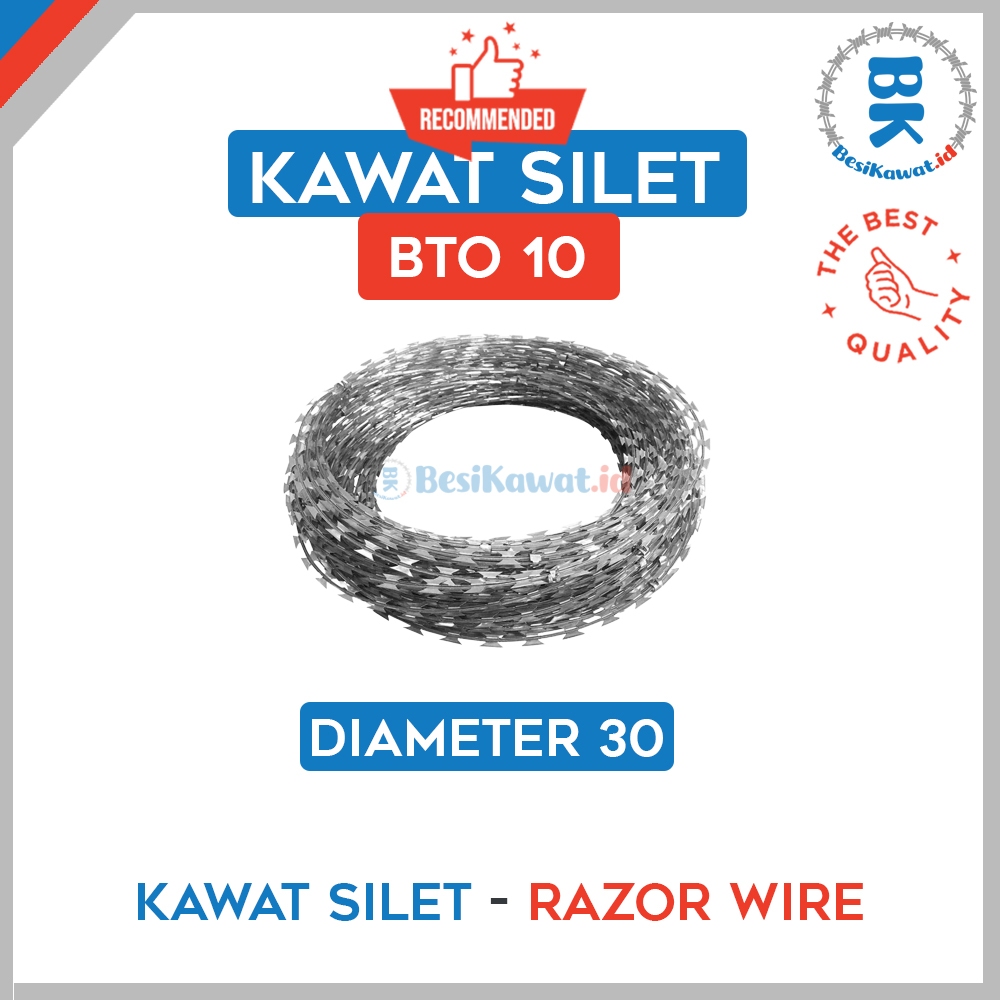 Jual Kawat Silet Galvanis BTO 10 Diameter 30 | Razor Wire Anti Maling ...