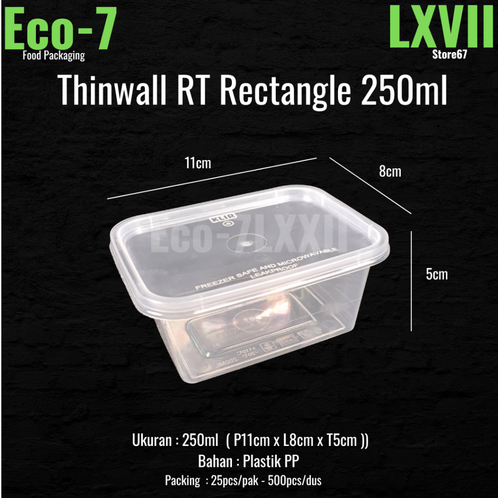 Jual Kotak Makan Plastik PP Thinwall Mini Persegi 250ml , Container ...