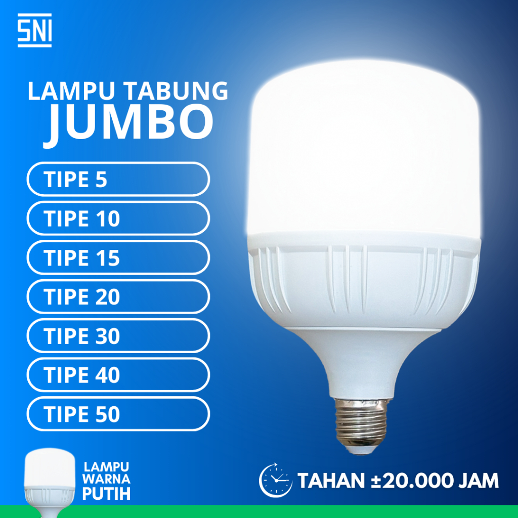 Jual Lampu LED Tabung Jumbo TBulb Tipe 50/40/30/20/15/10/5 Takasimurah Terang | Shopee Indonesia