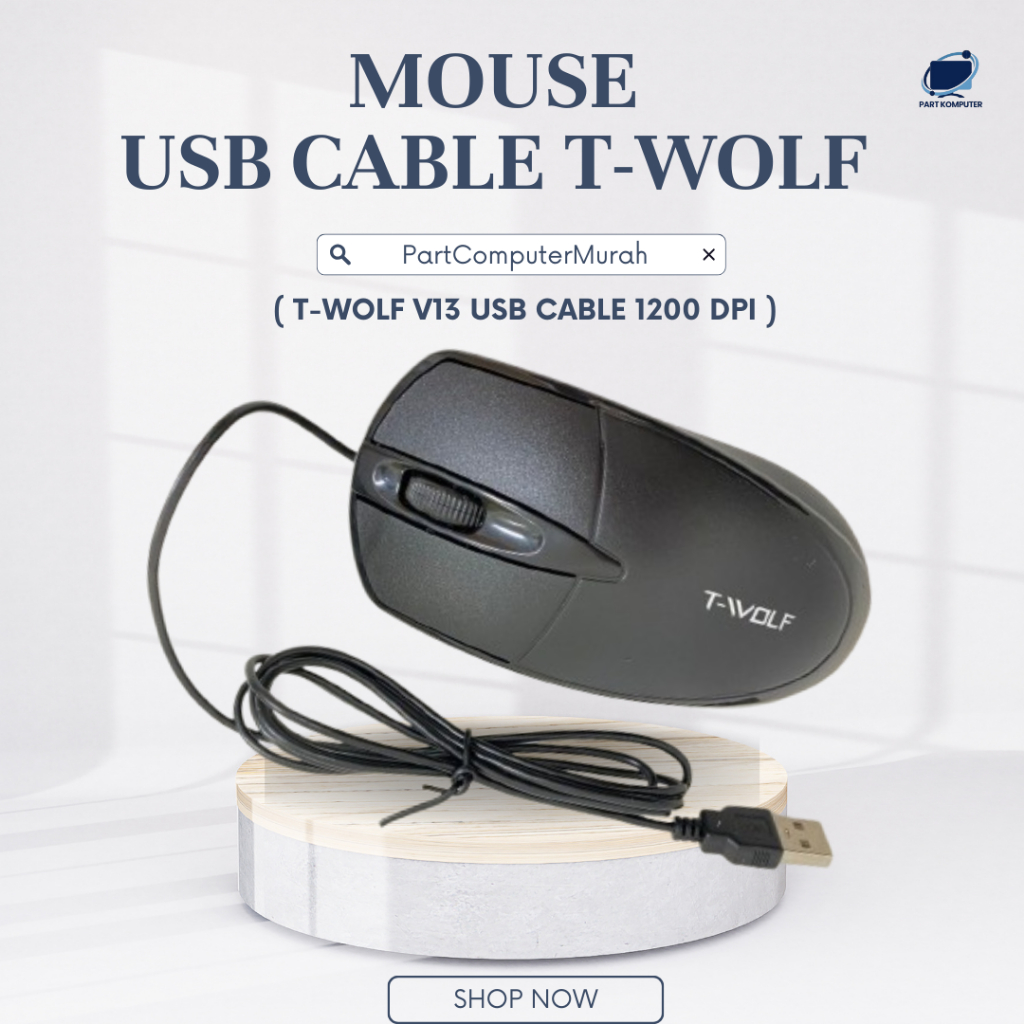 Jual Mouse T-WOLF Wired USB Optical V13 MOUSE / USB CABLE | Shopee ...