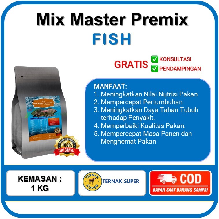 Jual MIX MASTER PREMIX FISH - SUPLEMEN MULTIVITAMIN PAKAN IKAN UNTUK ...