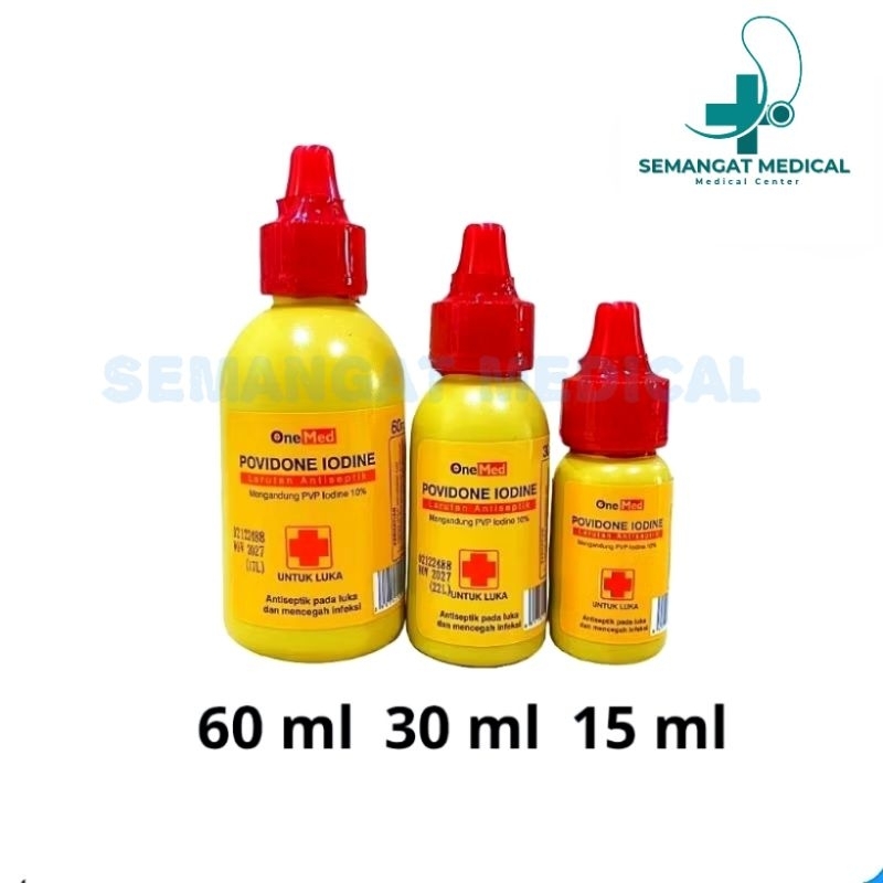 Jual OneMed Povidone Iodine 15ml 30ml 60ml Larutan Antiseptik Obat Luka / Betadine Merah ...