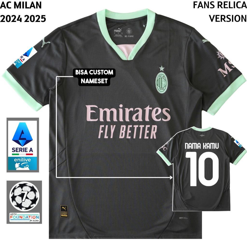 Jual Jersey Ac Milan 2024 2025 3RD Baju Bola Fans third 24 25 B3 | Shopee Indonesia