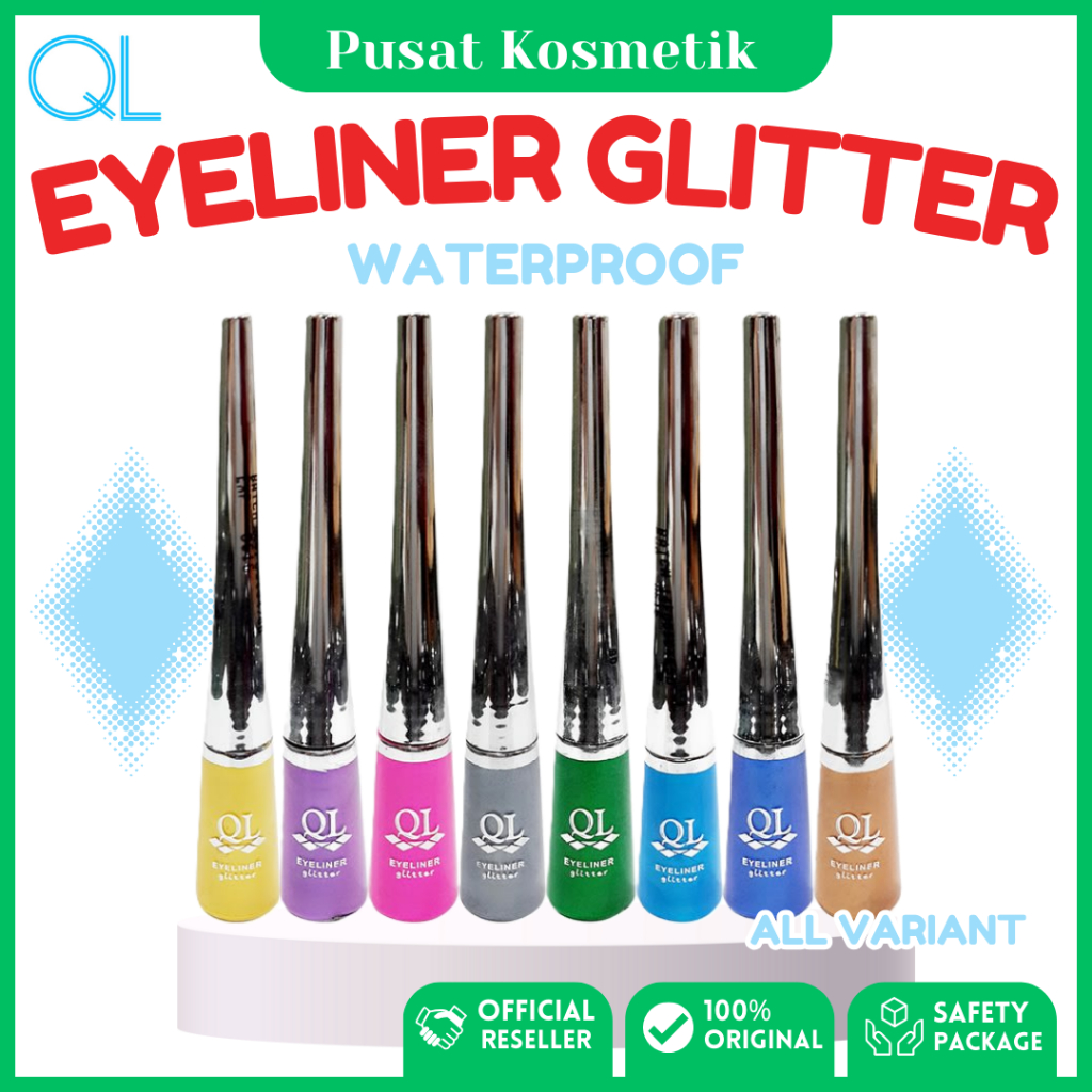Jual QL Cosmetic Eyeliner Glitter | Celak Mata Bling Gliter Hitam Pink ...