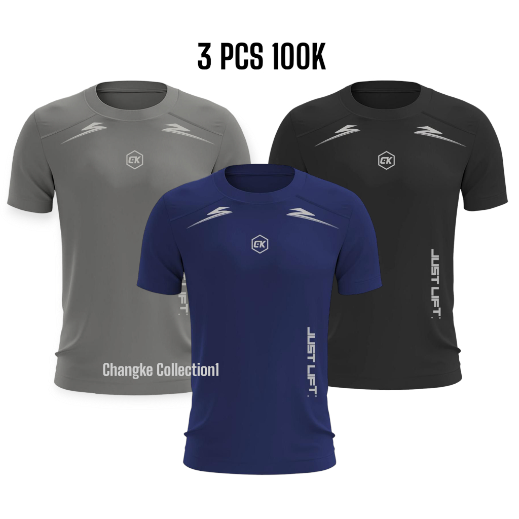 Jual PAKET 3 BAJU OLAHRAGA PRIA LENGAN PENDEK BAHAN DRY FIT PAKAIAN ...