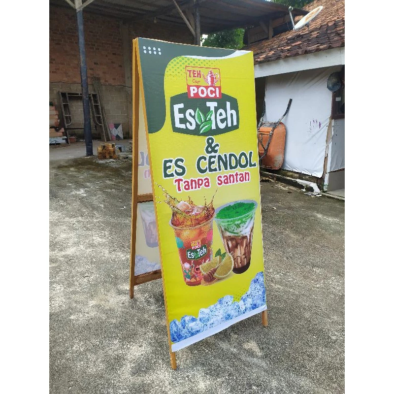 Jual Rangka banner kayu / Standing banner kayu lipat dua sisi Tinggi ...