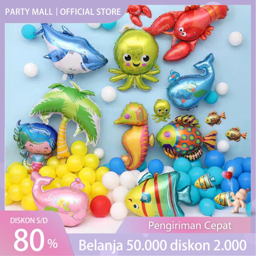 Jual Balon Foil Mini Karakter Hewan Laut Balon Tema Binatang Laut Ocean ...