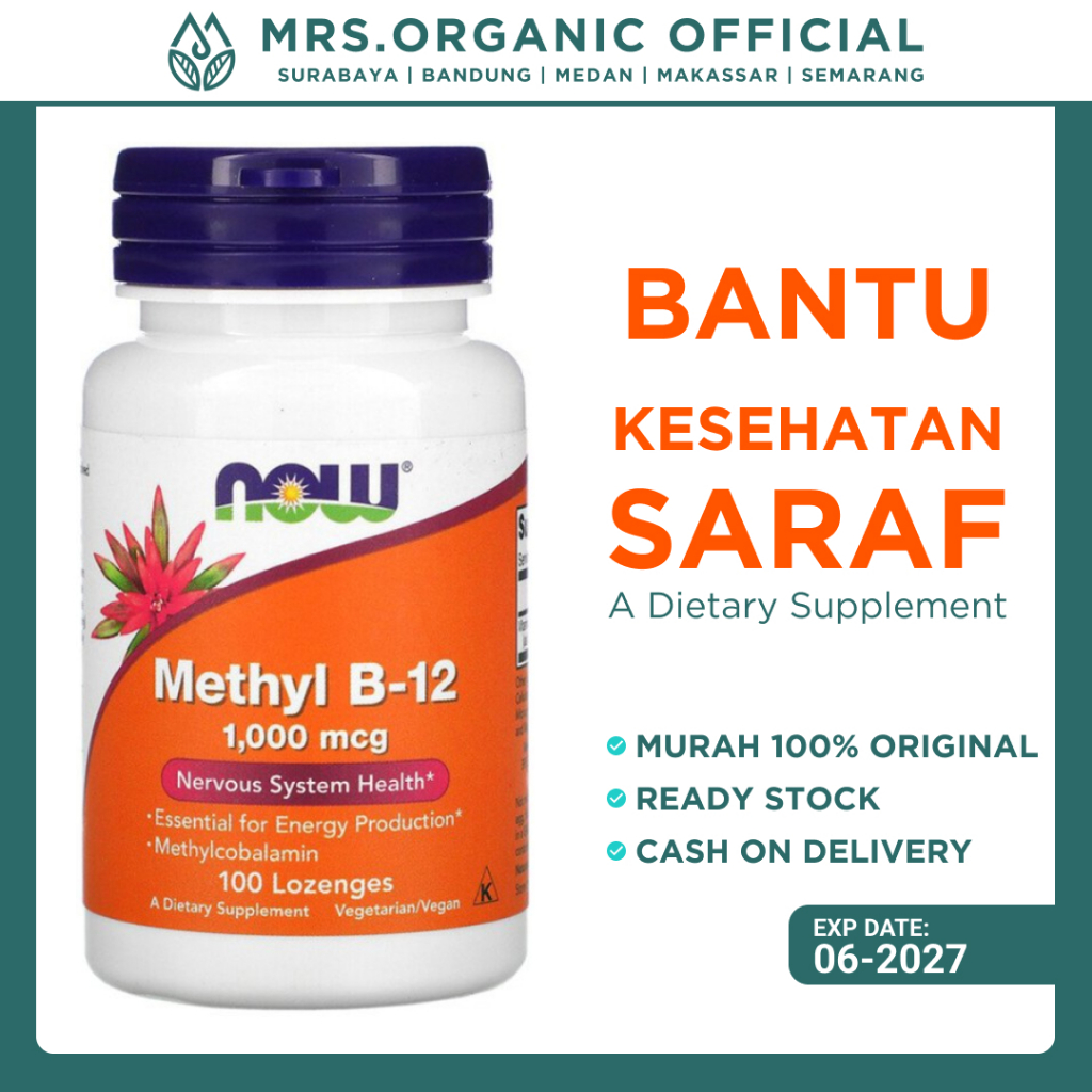 Jual Vitamin Suplemen B-12 B12 Methyl 1000 mcg Now 100 tablet hisap ...
