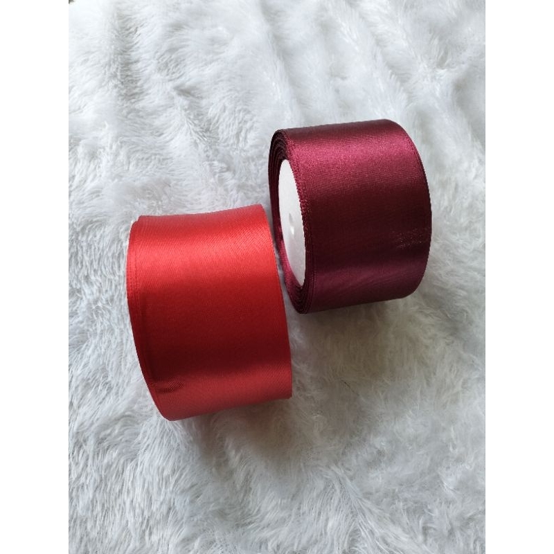 Jual Pita Satin Roll Merah dan Maroon 1" 2" 2.5cm 5cm | Shopee Indonesia