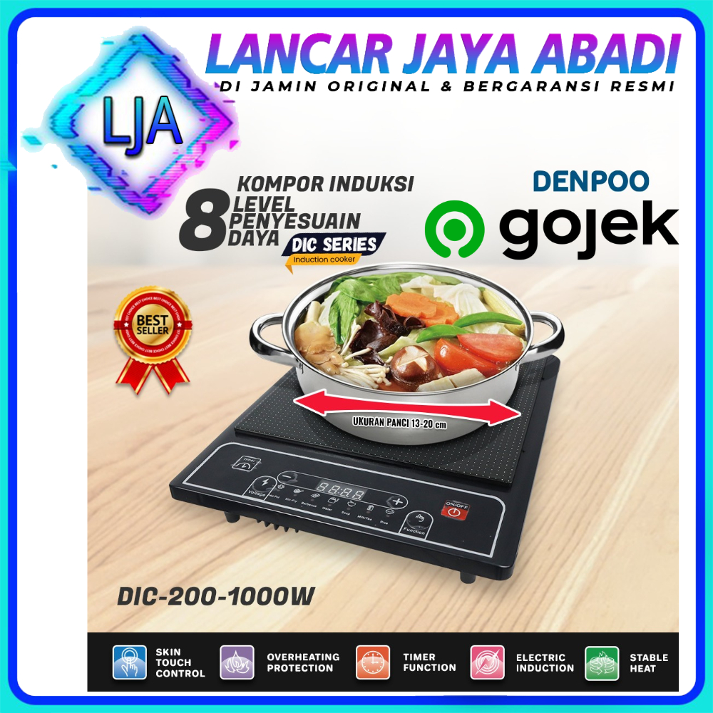 Jual KOMPOR LISTRIK INDUKSI PUSH BUTTON DENPOO DIC 200 - 1000 LOW WATT ...