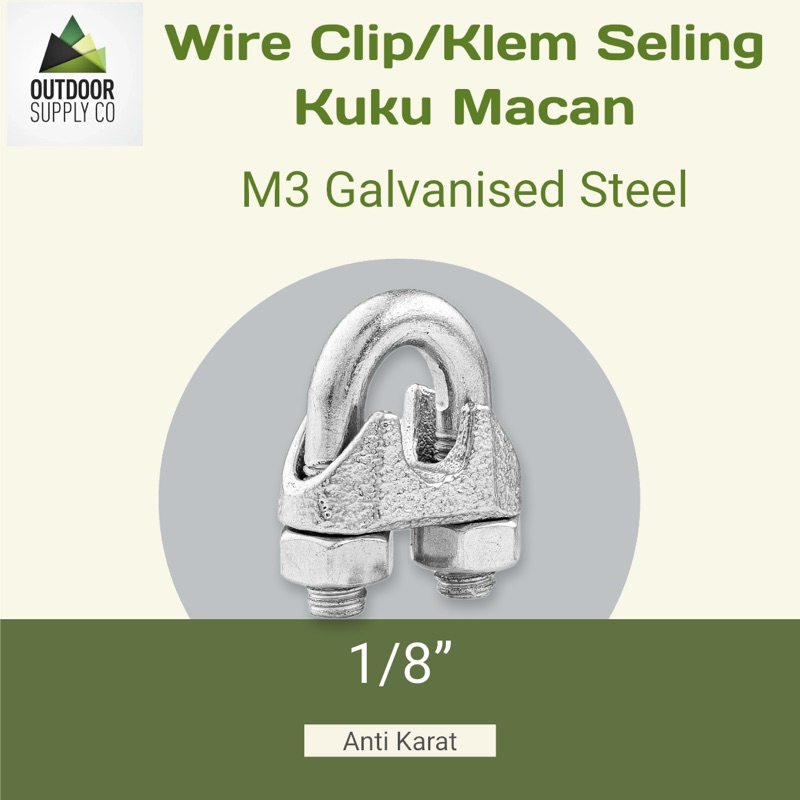 Jual M3 Wire Clip Rope/ Klem Seling Kuku Macan 1/8inch Galvanised Steel ...