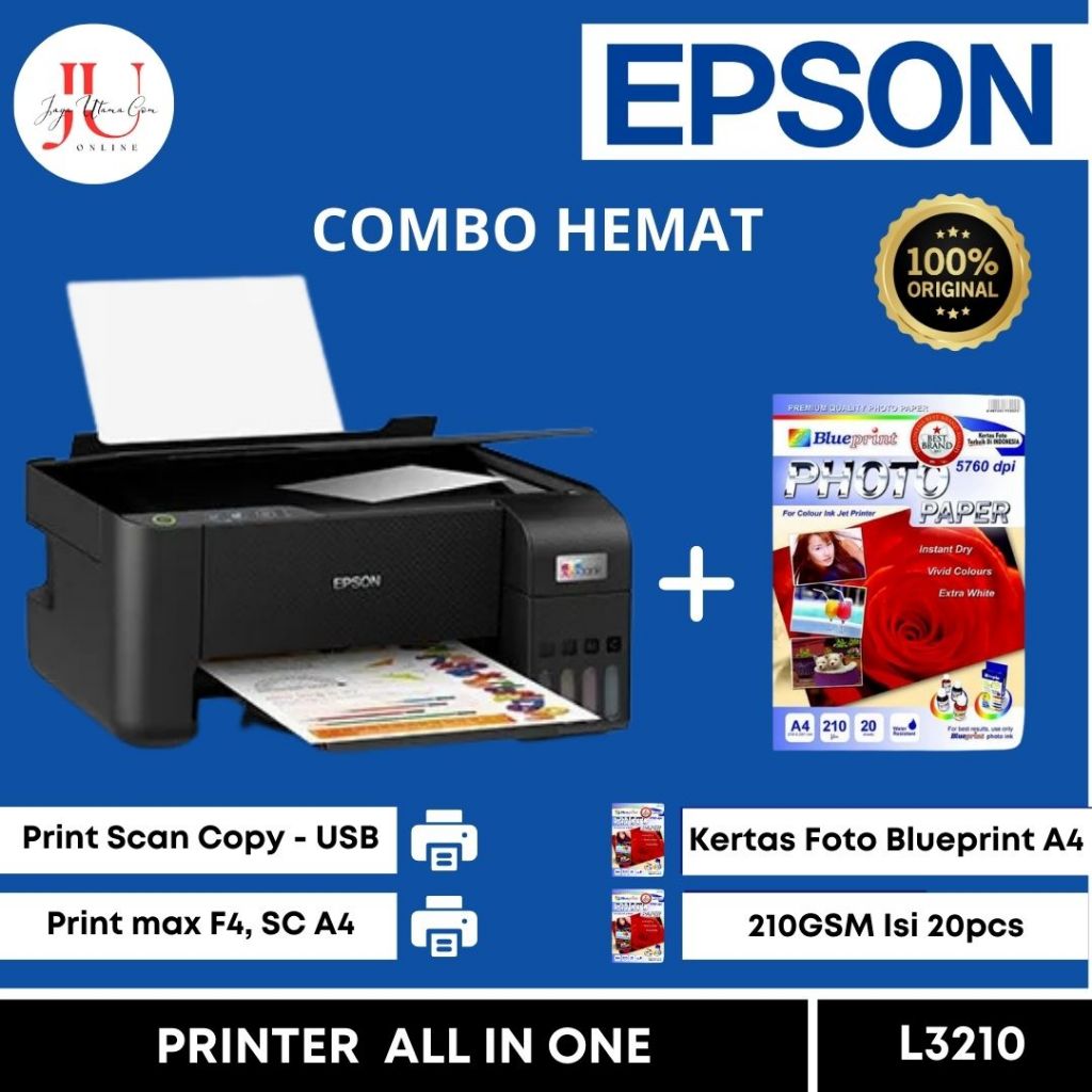 Jual Printer Epson L3210 EcoTank Inkjet A4 All In One Printer Original Best Seller | Shopee ...