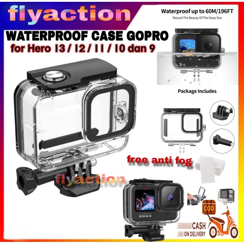 Jual waterproof case underwater 60M for Gopro Hero 13 / 12 / 11 / 10 dan Hero 9 casing anti air ...