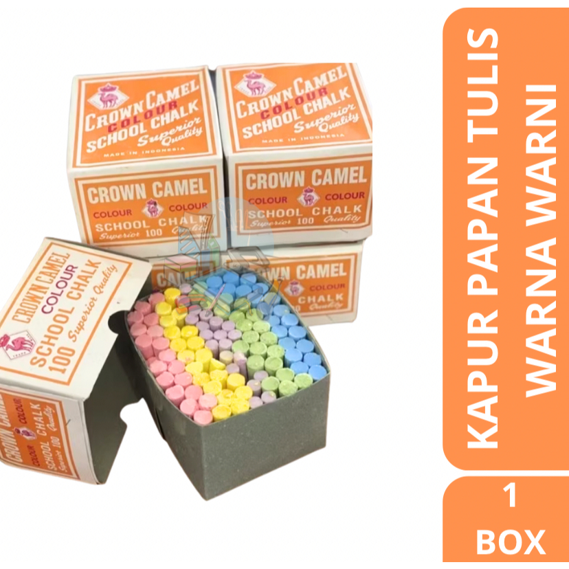 Jual [1 BOX] Kapur Papan Tulis / Kapur Tulis Warna Warni Crown Camel ...