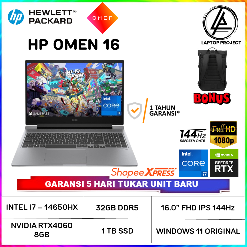 Jual HP OMEN 16 RTX 4060 8GB Intel Core i7 14650HX 32GB SSD 1TB 16 FHD ...