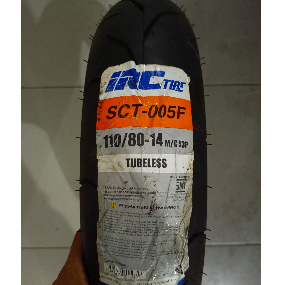 Jual BAN LUAR IRC 110/80 RING 14 (TUBELESS) ORIGINAL SCT-005F AEROX ...
