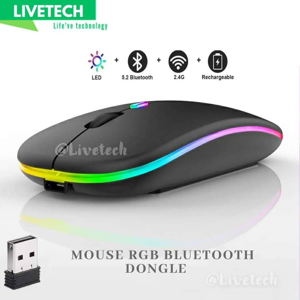 Jual LIVETECH Bluetooth Mouse Rechargeable Wireless Ultra-thin Silent 2 ...