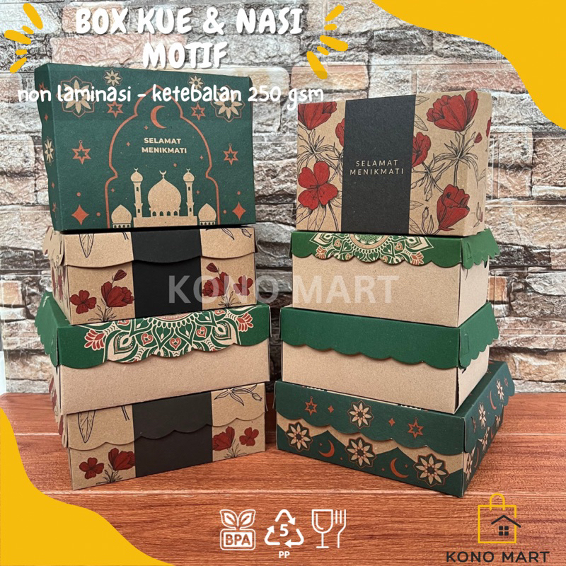 Jual Box Snack Kue Motif Selamat Menikmati Bunga Hijau R3 R5 / Dus ...