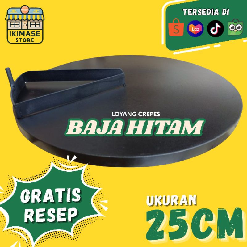 Jual Loyang Crepes bahan baja HITAM semiotomatis ukuran 25cm + segitiga ...
