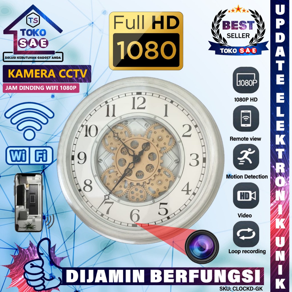 Jual Hidden Camera Wall Clock Wifi Kamera Jam Dinding Mewah dengan ...