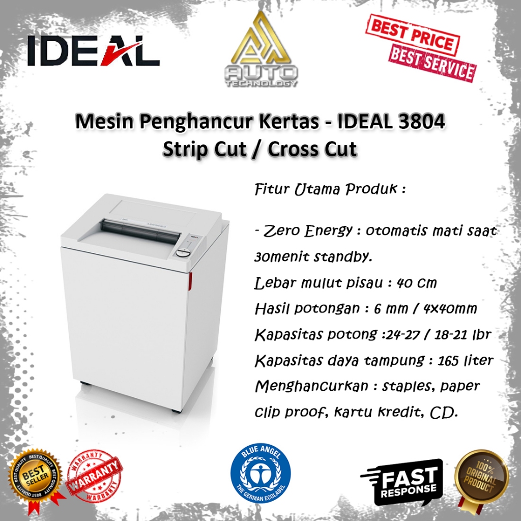 Jual Mesin Penghancur Kertas IDEAL 3804 | Office Shredder | Shopee ...