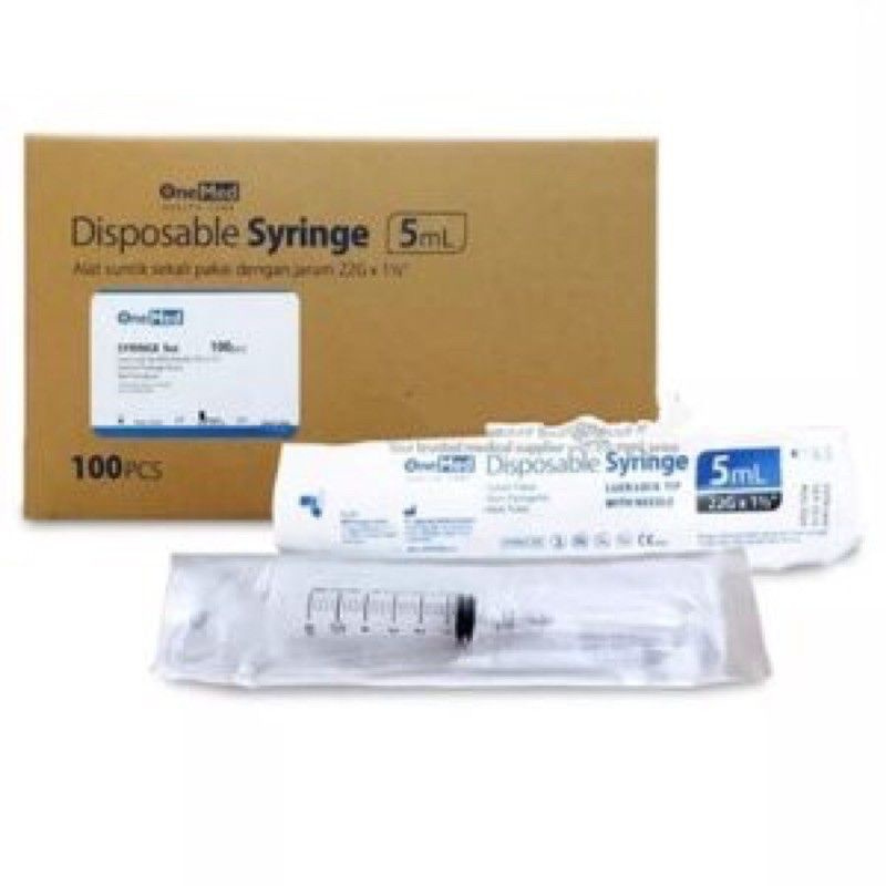 Jual Spuit 5cc onemed /spuit 5ml onemed / syringe 5cc / syringe 5ml ...