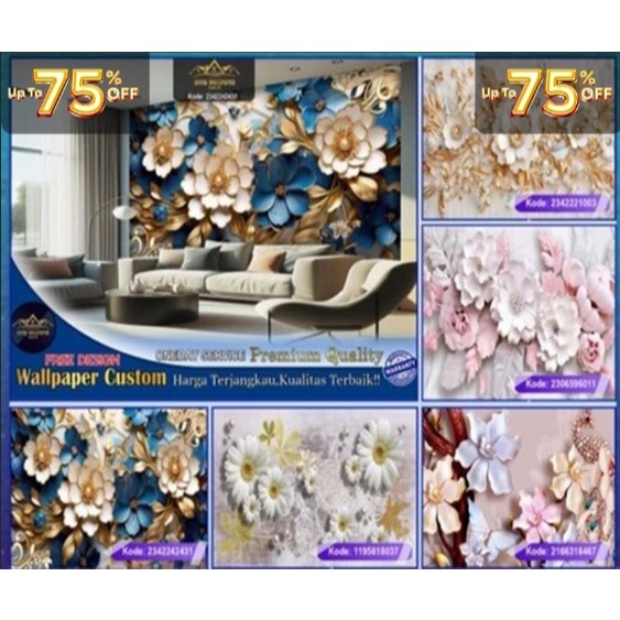 Jual Wallpaper Custom 3D Mo0tif Flowers - Bunga - Wallpaper Dinding ...