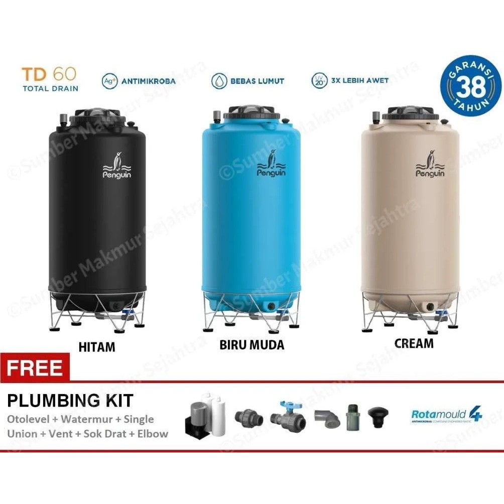 Jual Toren Air / Tandon Air Total Drain Penguin TD Series - Toren 600 Liter 800 Liter 1050 Liter ...