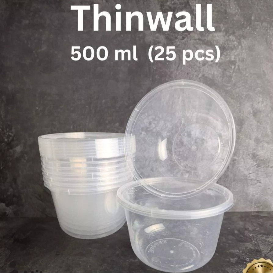 Jual Thinwall bowl mangkok + tutup UKuran : 500ml + tahan panas microwave oven isi 25pcs ...
