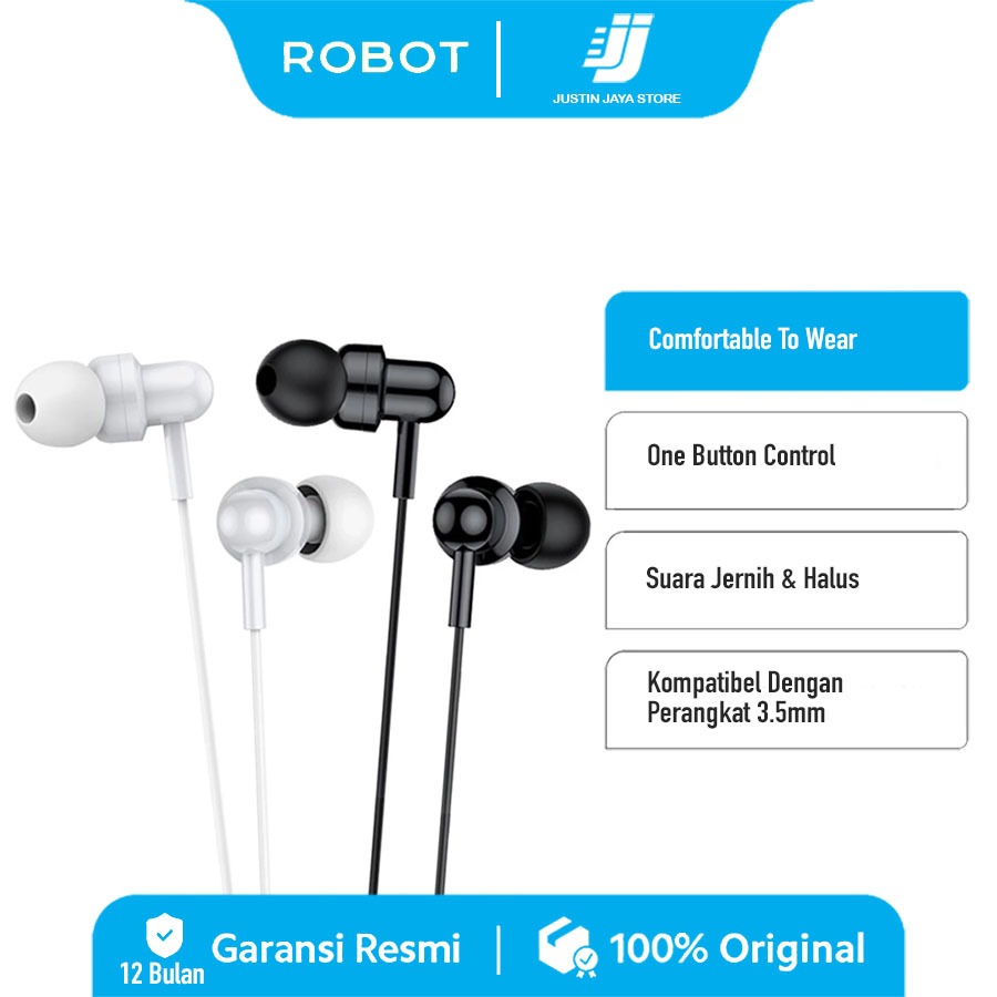 Jual Robot RE20 Wired Headset Handsfree Oblique In-Ear Deep Bass Ultra ...