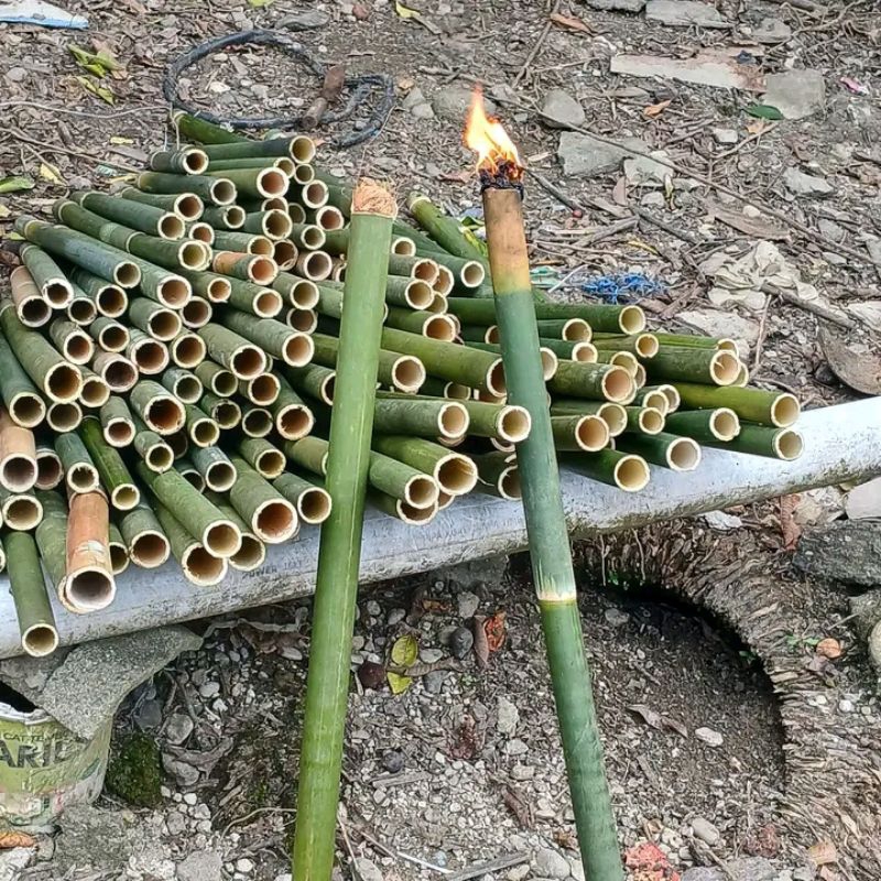 Jual obor bambu panjang 50 cm sudah + sumbu | Shopee Indonesia