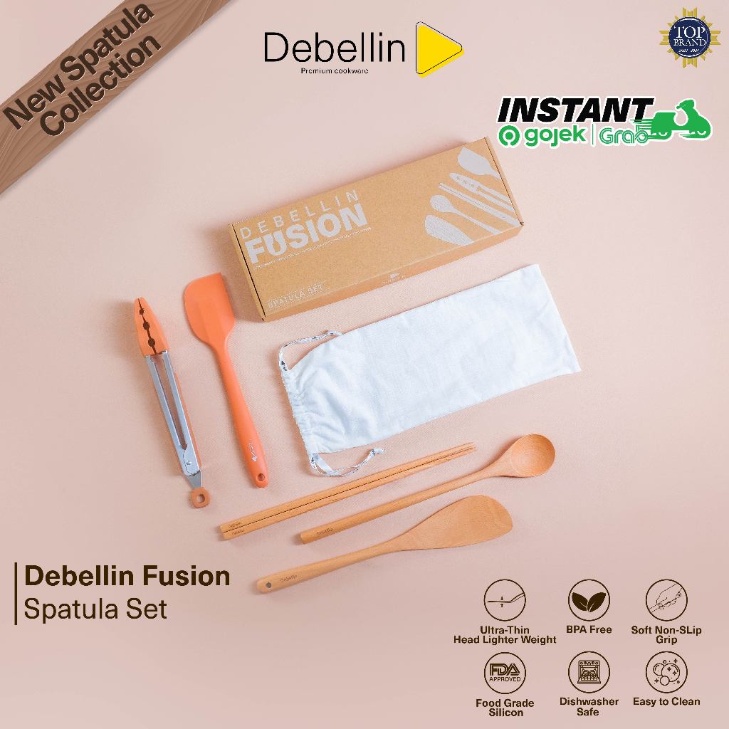 Jual Debellin Spatula Fusion - Spatula Set of 5 - Spatula Angled Turner | Long Spoon | Grill ...