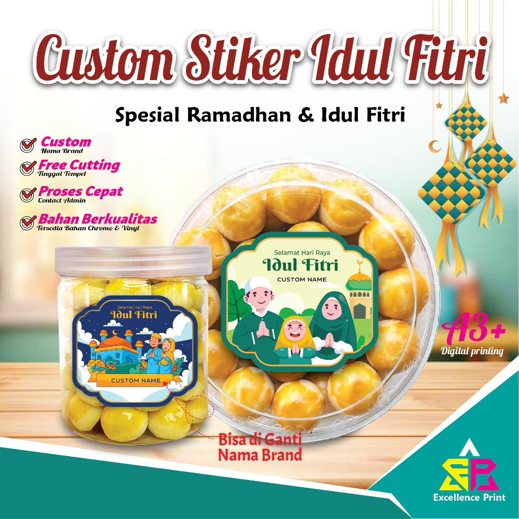 Jual Custom Stiker idul fitri Character / stiker selamat hari raya ...