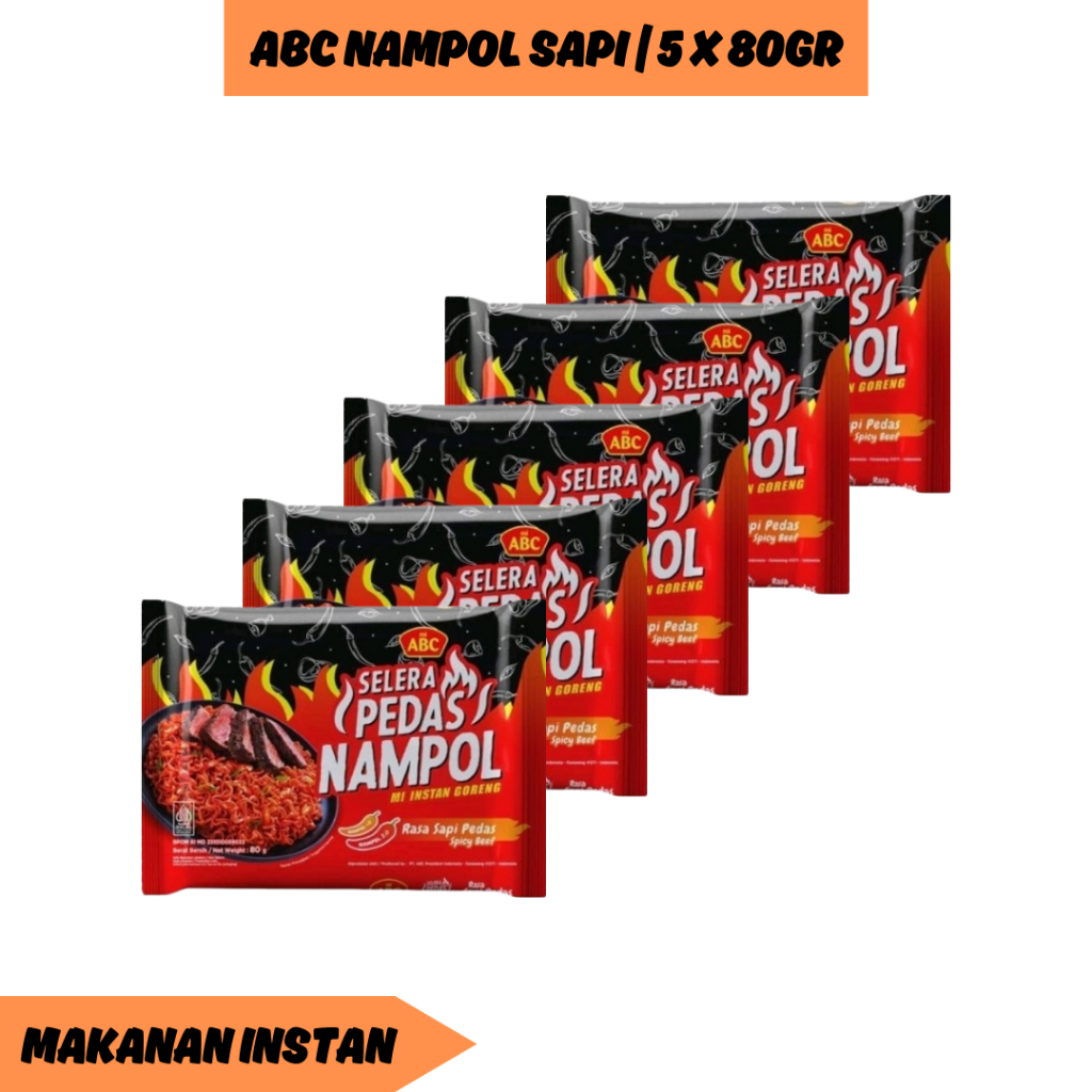 Jual 5PCS Mi ABC Selera Pedas Goreng Nampol Sapi | Shopee Indonesia
