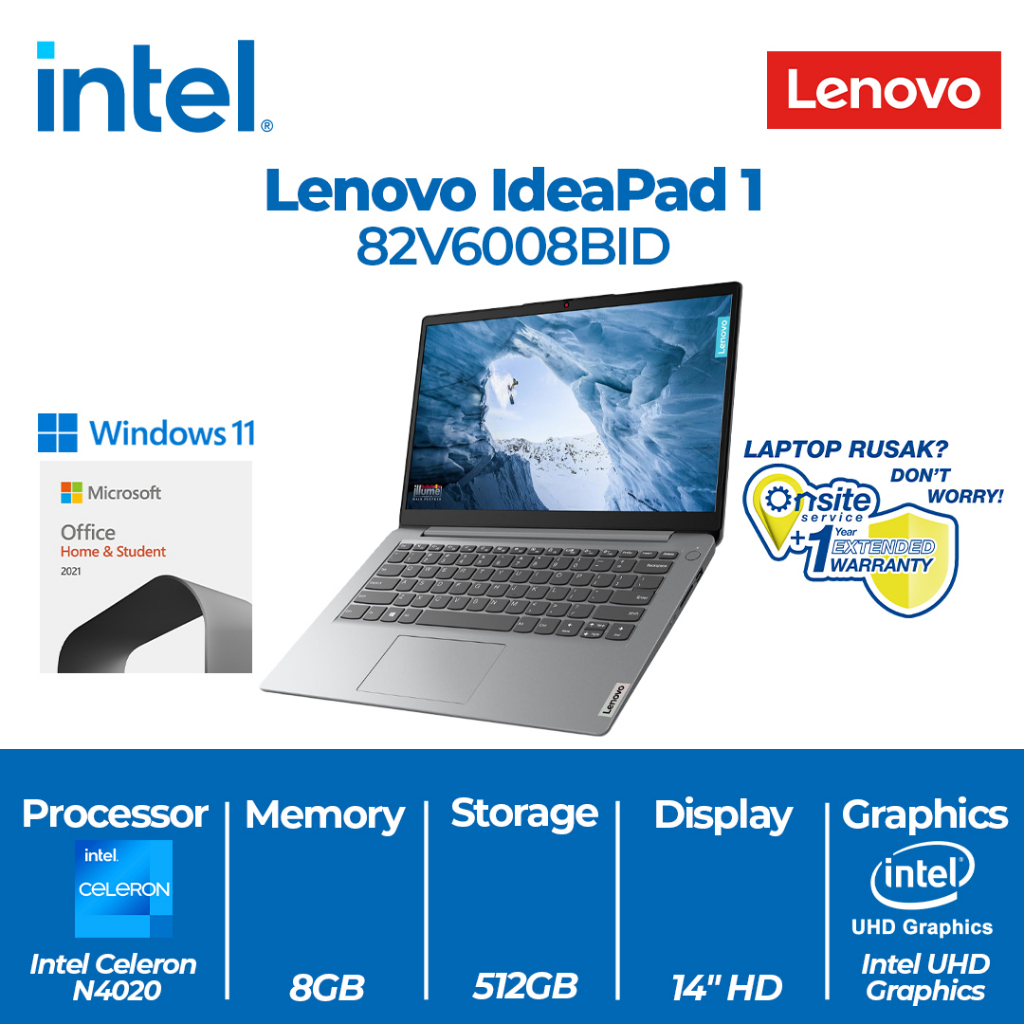 Jual LENOVO IdeaPad 1 - 14IGL7 82V6008BID/AID [Intel Celeron N4020/8GB ...