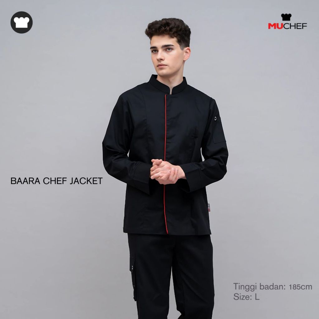 Jual MUCHEF Chef Jacket / Baju Koki Baara Black | Shopee Indonesia