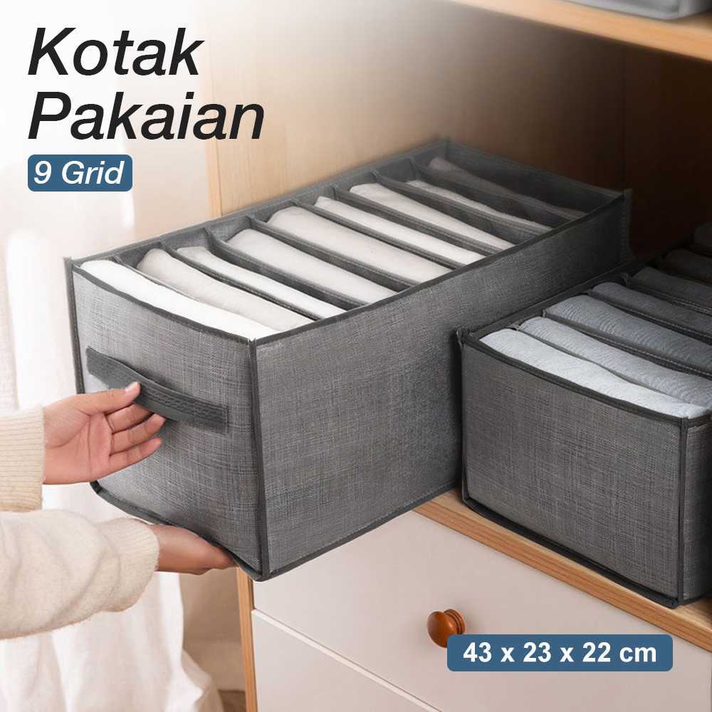 Jual Kotak Sekat simpan baju Pakaian Storage Drawer Divider Box 9 Grid ...
