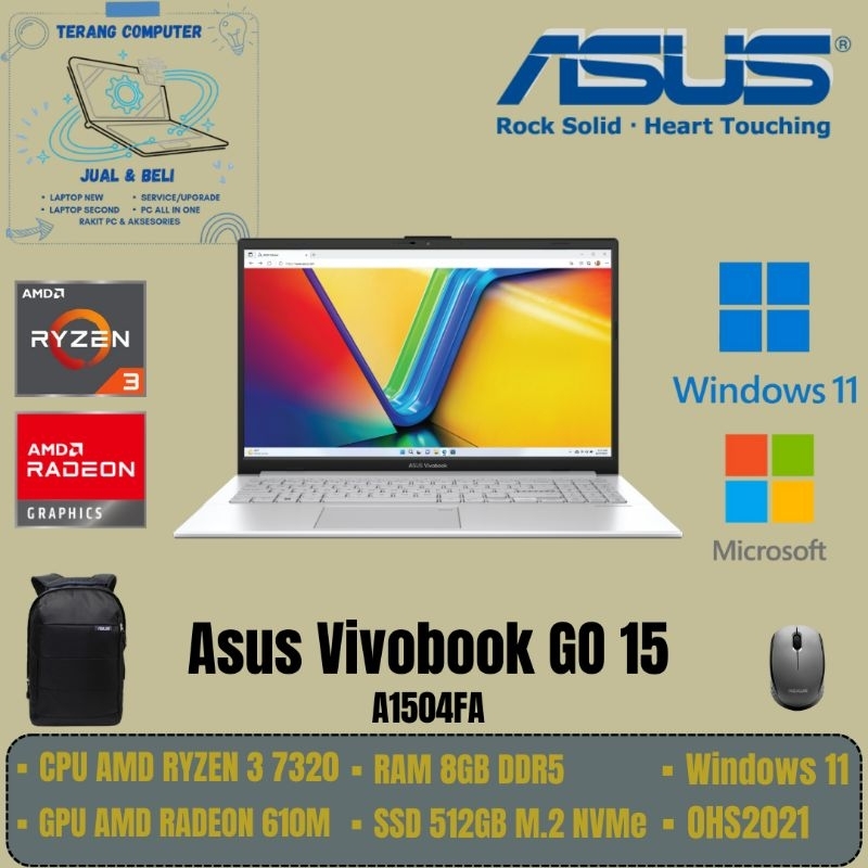 Jual Asus Vivobook Go15 AMD RYZEN 3 7320U RAM 8GB SSD 512GB WIN11 ...