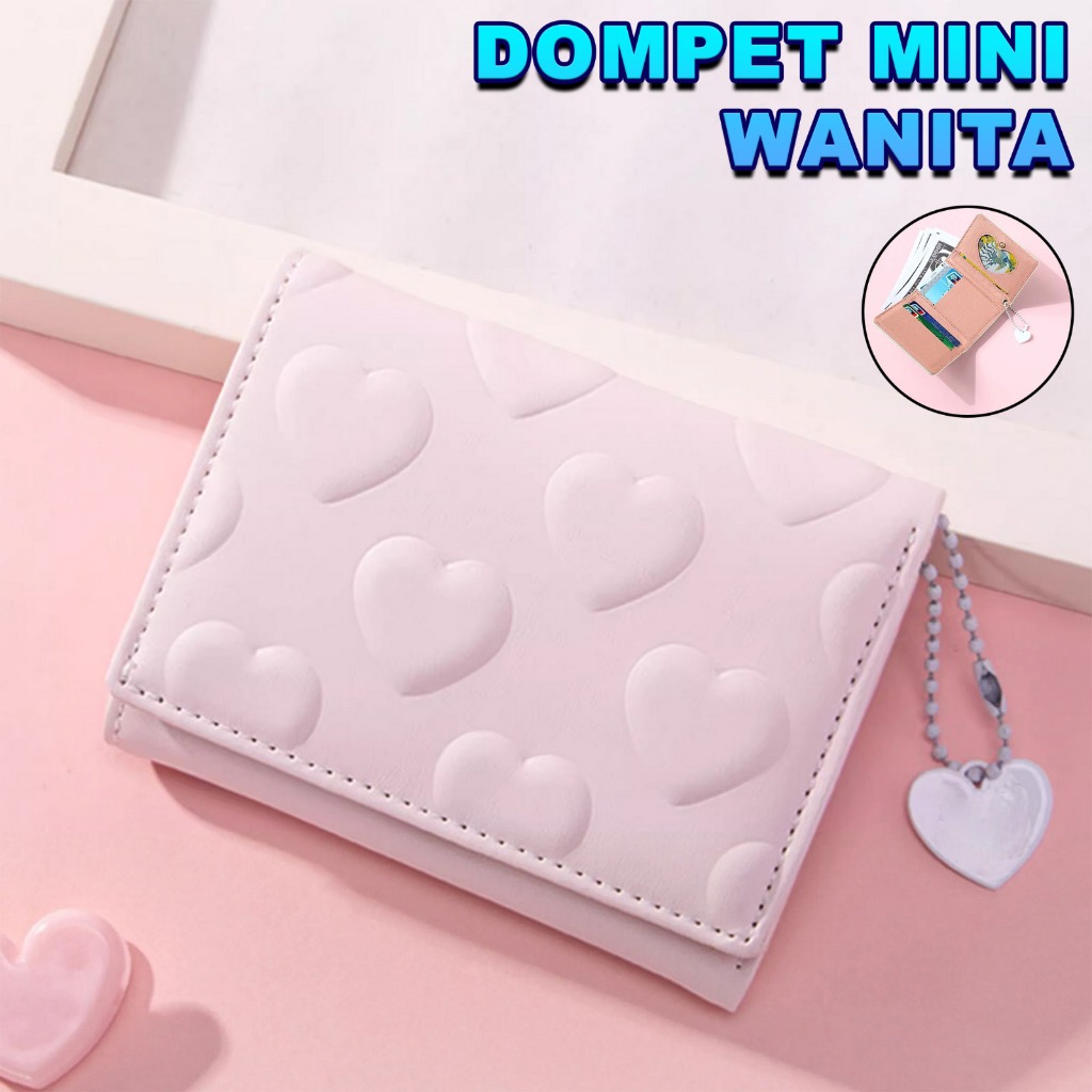 Jual Dompet Mini Wanita Motif Love Timbul Dompet Mini Bahan Kulit PU ...