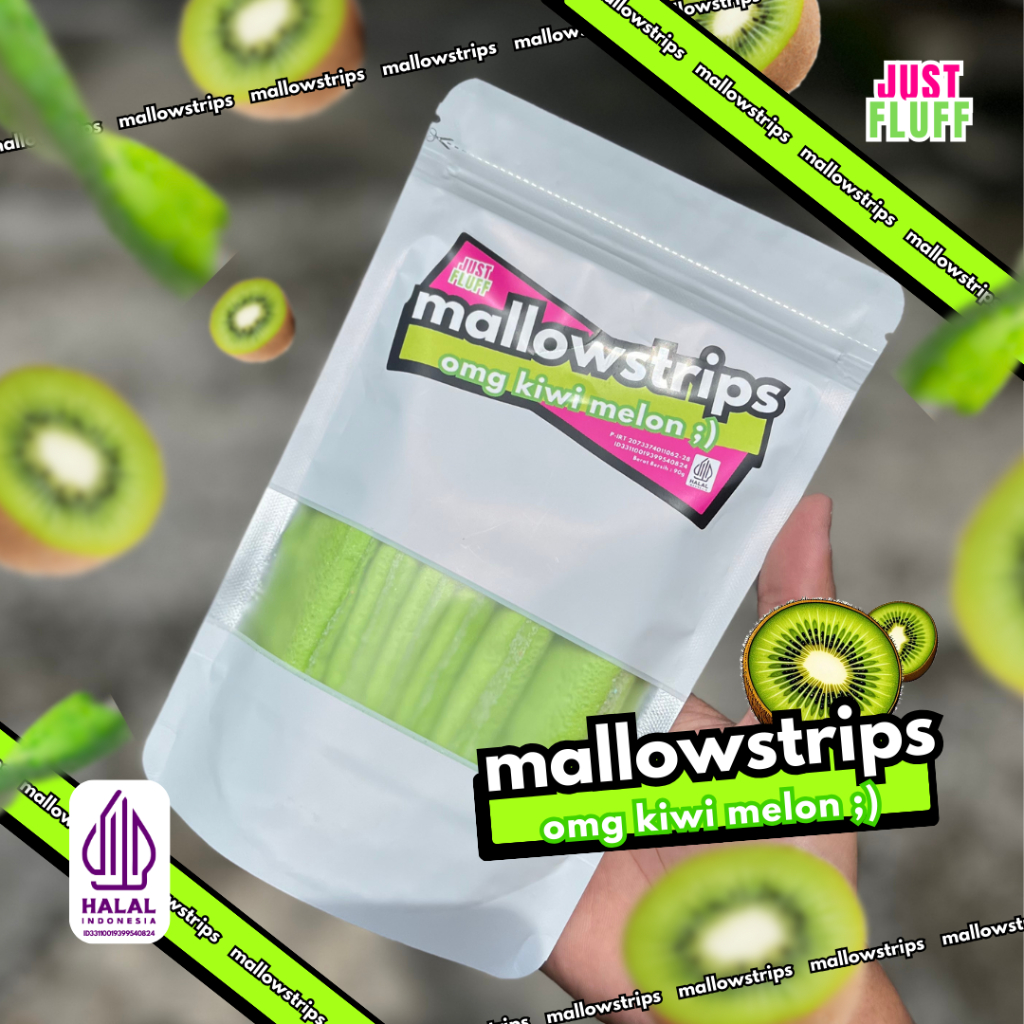 Jual Mallow Strips OMG Kiwi Melon JustFluff Marshmallow [HALAL] [1PACK ...