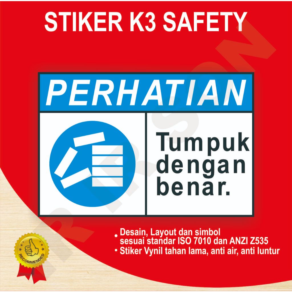 Jual STIKER GUDANG WAREHOUSE TUMPUK DENGAN BENAR SAFETY SIGN K3 ISO ...