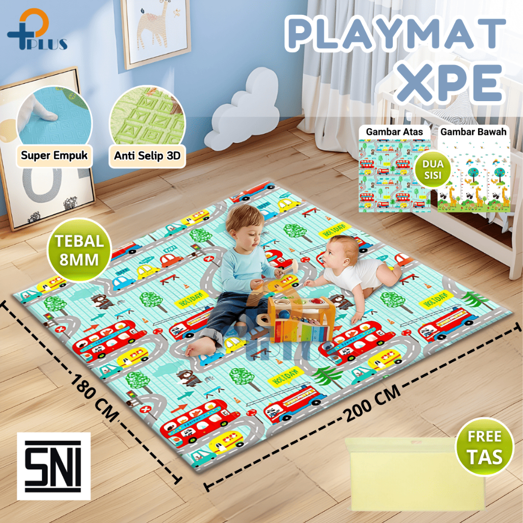 Jual PPLUS Karpet Lipat Anak Playmat Bayi SNI ukuran 200x180cm Tebal ...